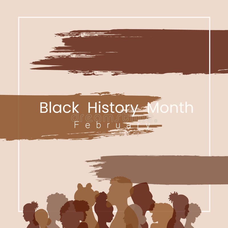Black History Month Banner, People Stand Side by Side Together. Flat ...