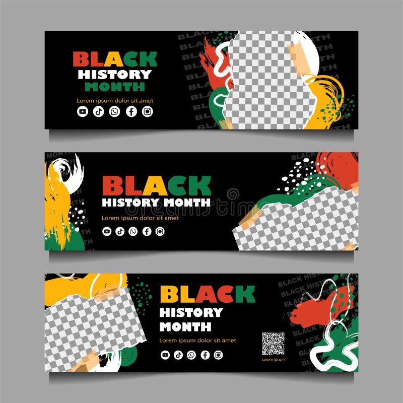 Black History Month Horizontal Banner Template Collection Stock ...