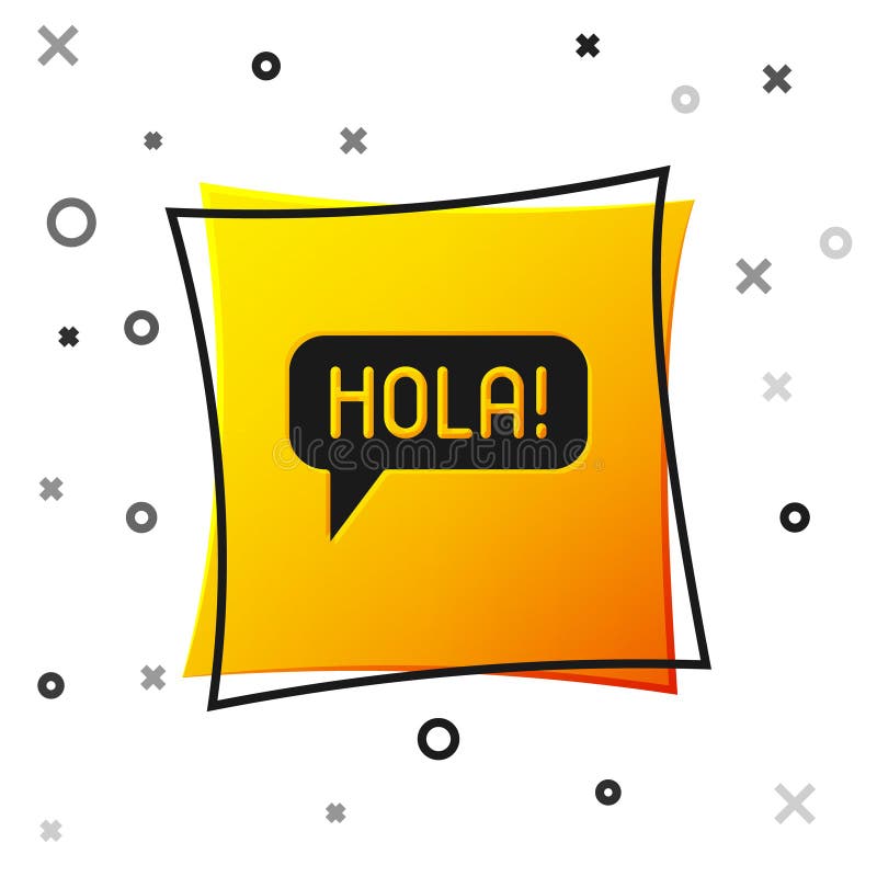 Black Hola in Different Languages Icon Isolated on White Background ...