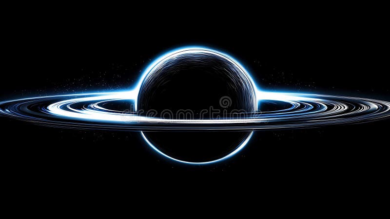 Black Hole with Accretion Disk Glowing Bright Blue Stock Illustration ...