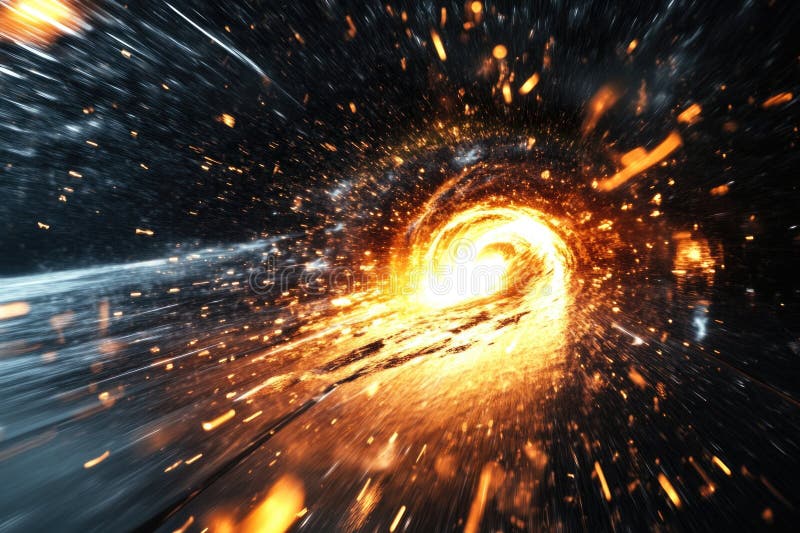 A Black Hole with a Beam of Light Emerging from Its Center Stock Photo ...