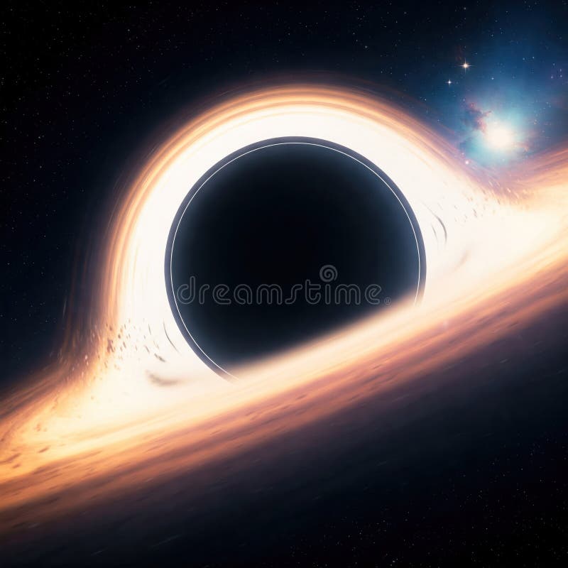 A Black Hole with a Bright Accretion Disk in Space. Stock Photo - Image ...