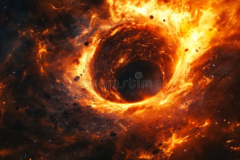 A Black Hole in the Center of a Fiery Explosion. Generative AI Stock ...
