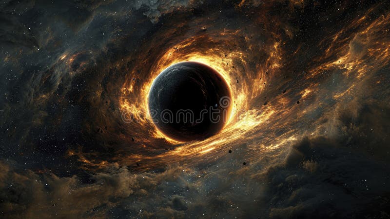 Black Hole Devouring Cosmic Material in Space. Stock Photo - Image of ...