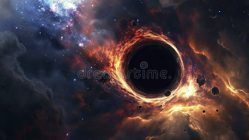 Black Hole Devouring Cosmic Material in Space. Stock Photo - Image of ...