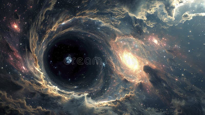 Black Hole Devouring Cosmic Material in Space. Stock Photo - Image of ...