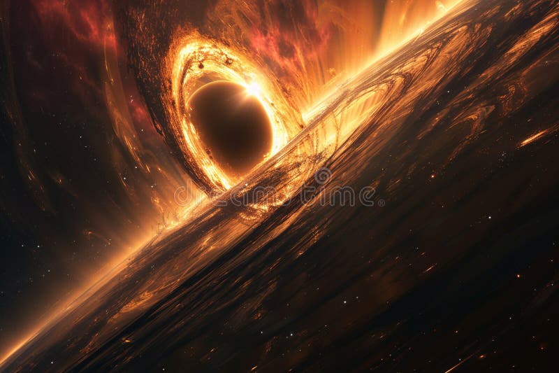 A Black Hole Devouring a Star Bending Light and Time Stock Illustration ...