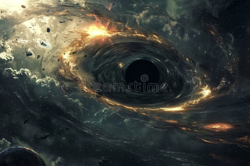 A Black Hole Engulfing a Vast Expanse of Space Filled with Twinkling ...