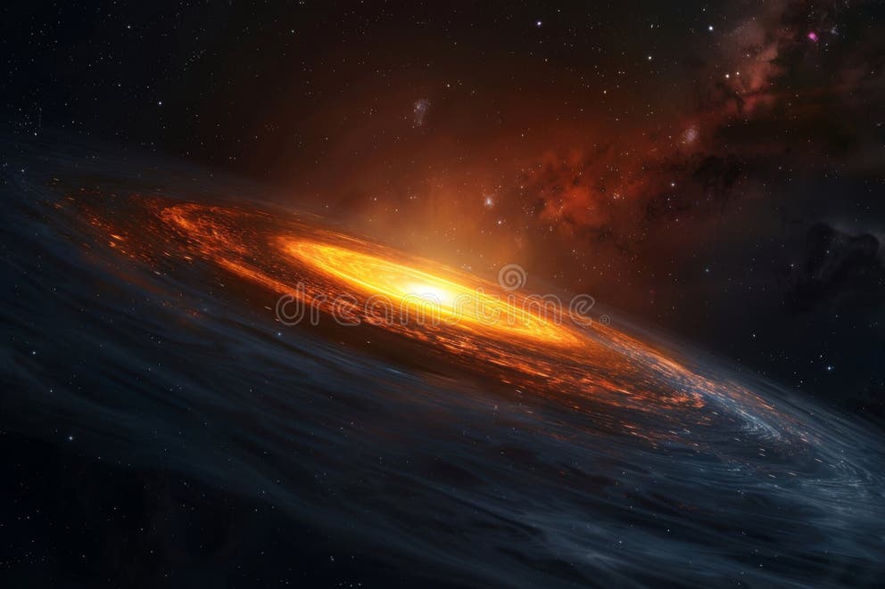 Black Hole with Glowing Accretion Disk in Deep Space Stock Image ...