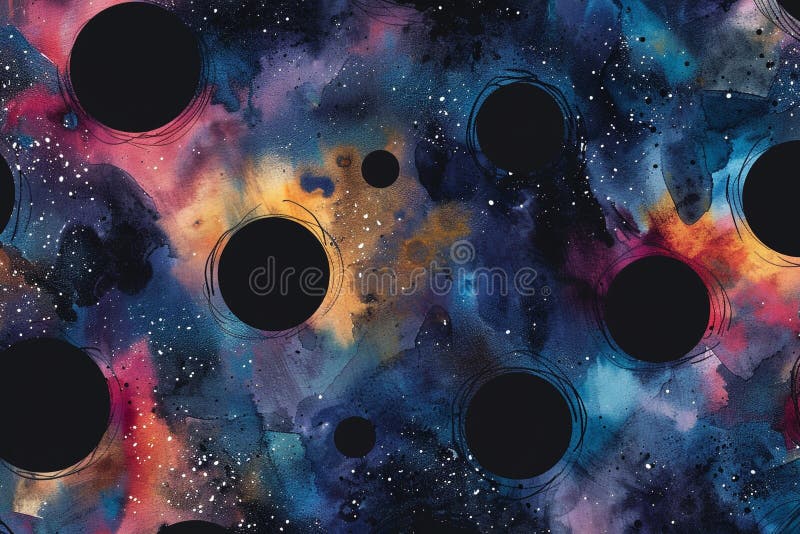 Black Hole with Gravitational Pull Watercolor Illustration Seamless ...