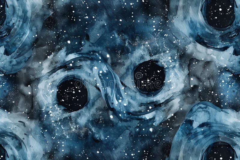 Black Hole with Gravitational Pull Watercolor Illustration Seamless ...