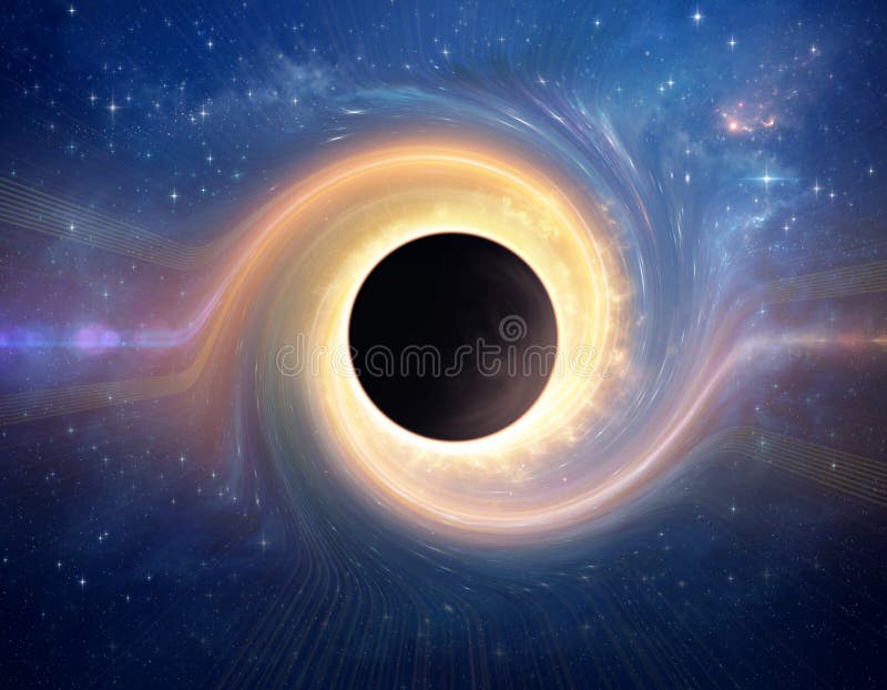 Black hole in deep space stock illustration. Illustration of ...
