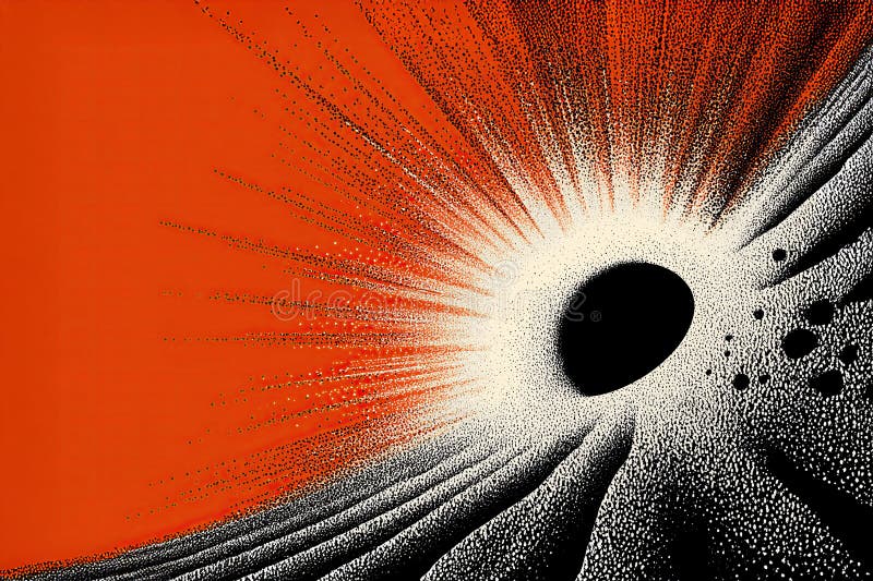 Black Hole Gravity Bending Spacetime on Orange Background Stock ...