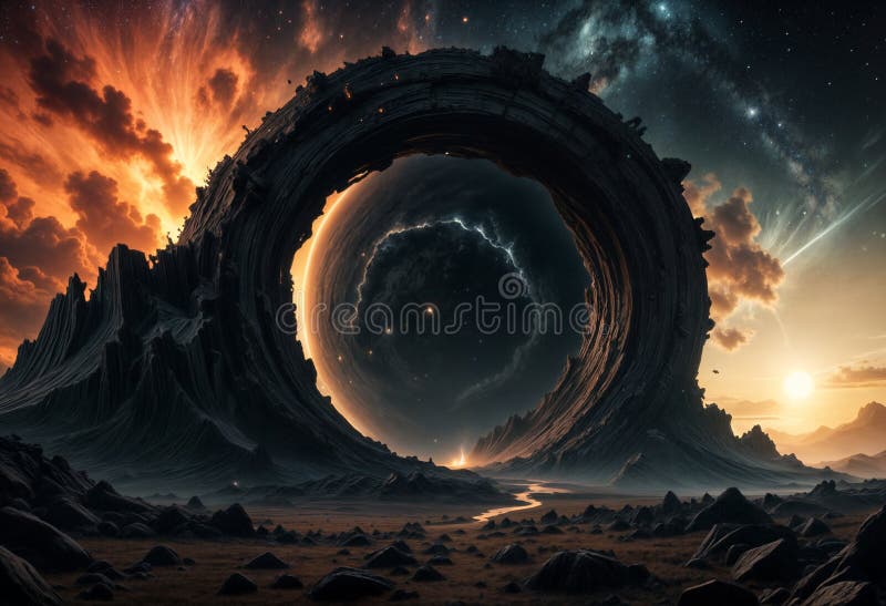 A Black Hole on a Planet Ready To Absorb Light from All Around. Stock ...