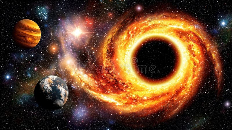 Black Hole and Planetary Alignment in a Dramatic Outer Space Scene ...