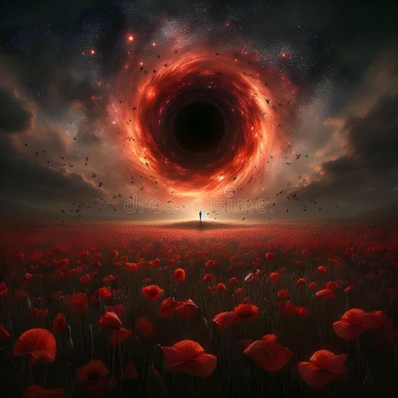 A Black Hole with Res Poppies. Stock Photo - Image of selective, poppy ...
