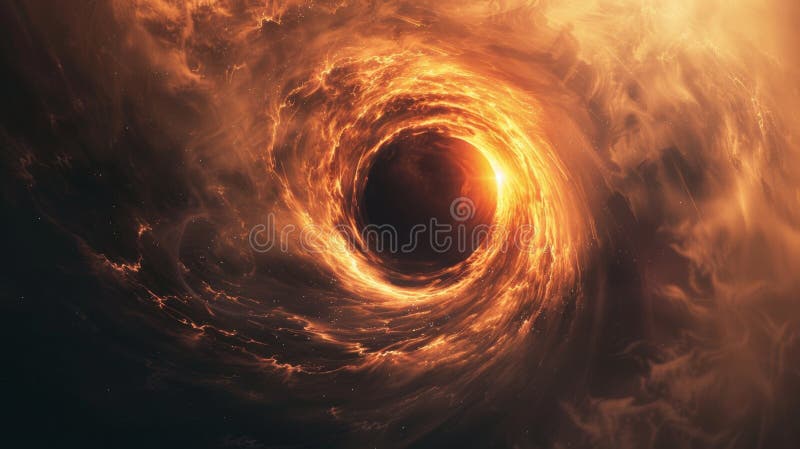 A Black Hole in Space with a Bright Orange Light, AI Stock Photo ...