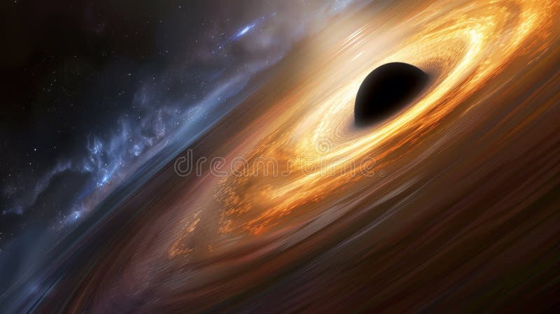 A Black Hole in Space, Glowing with Accretion Disk Energy Stock ...