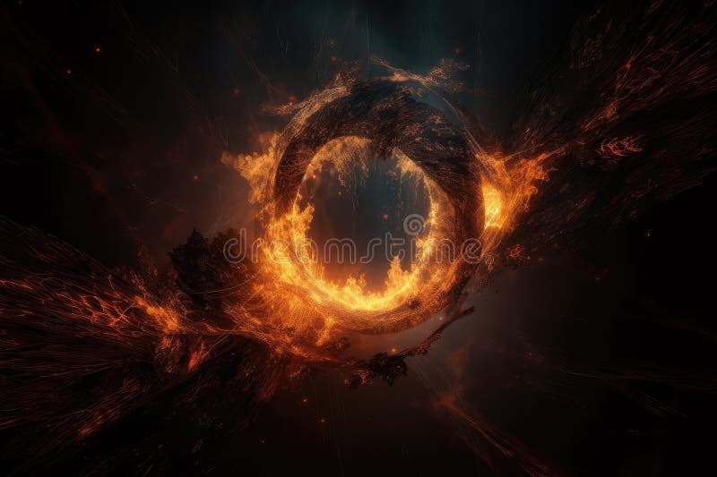 Black Hole, Surrounded by Burning Flames and Fire, Creating Stunning ...