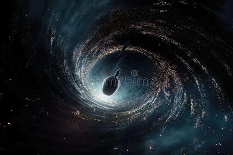 Black Hole, Surrounded by Swirling Vortex of Time and Space Stock ...