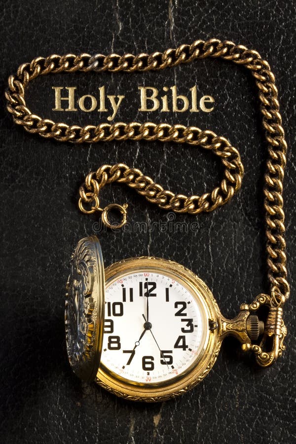 Black Holy Bible & Pocket Watch Stock Image - Image of watch, jesus ...