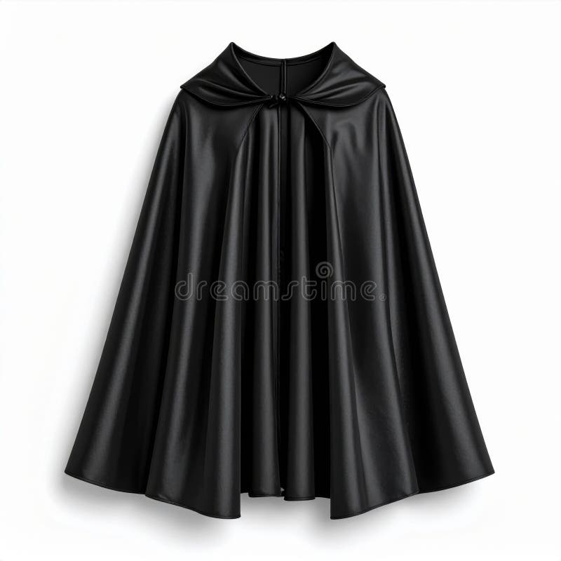 Black Hooded Cape on White Background Stock Illustration - Illustration ...