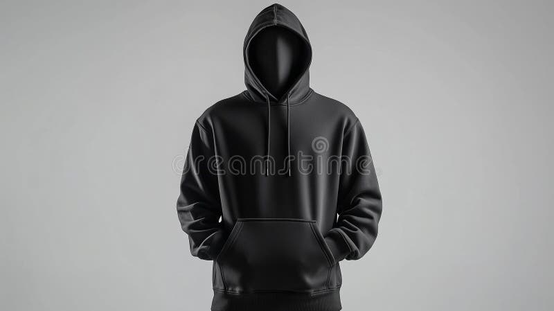 Black Hoodie Mock Up Template, Front and Back Views, No Face Statue ...