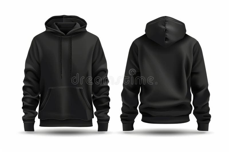 Black Hoodie Front and Back View Mockup Template for Sportswear Design ...
