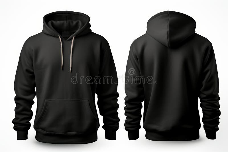 Black Hoodies Front and Back View Mockup for Design Presentation or ...