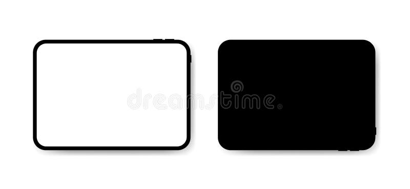 Black Horizontal Tablet Computers Mock Up Vector Illustration. Front ...