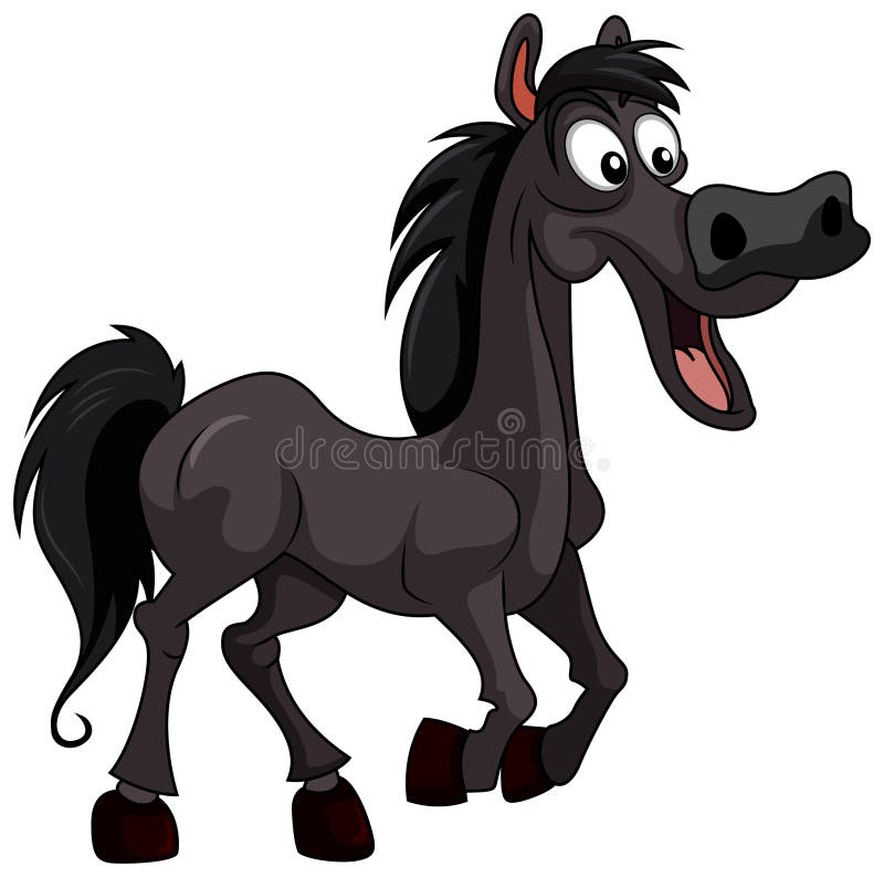 A Black Horse Cartoon Character Stock Vector - Illustration of tail ...