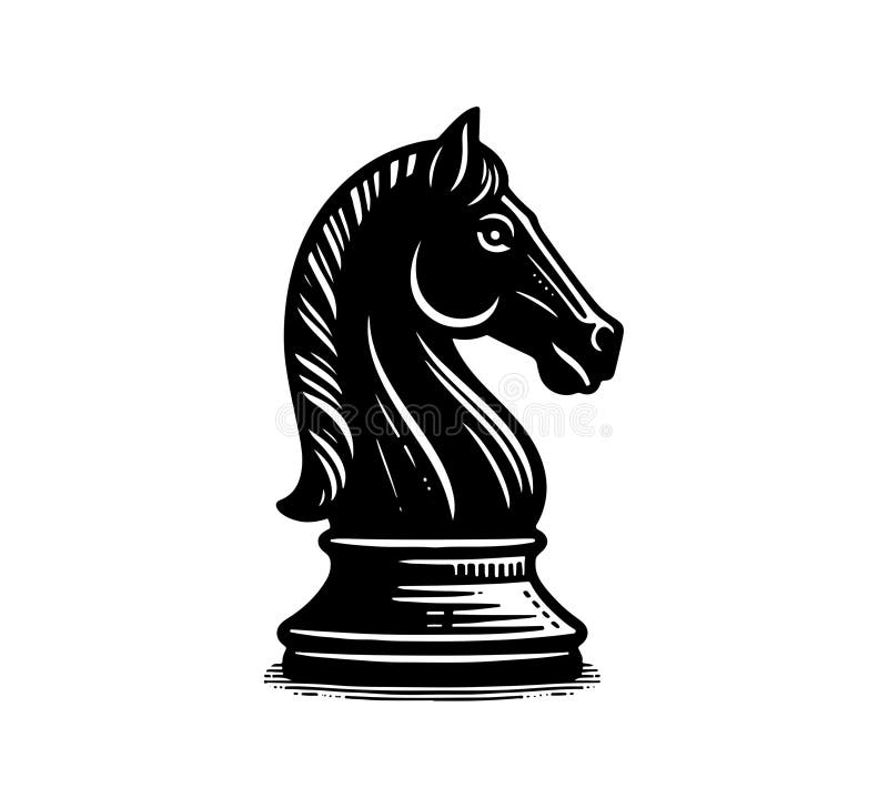 Black Horse Chess Piece Negative Space Flat Simple Stock Vector ...
