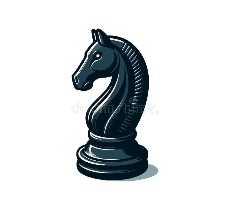 Black Horse Chess Piece Negative Space Flat Simple Stock Vector ...