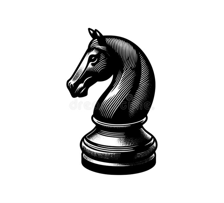 Black Horse Chess Piece Negative Space Flat Simple Stock Vector ...