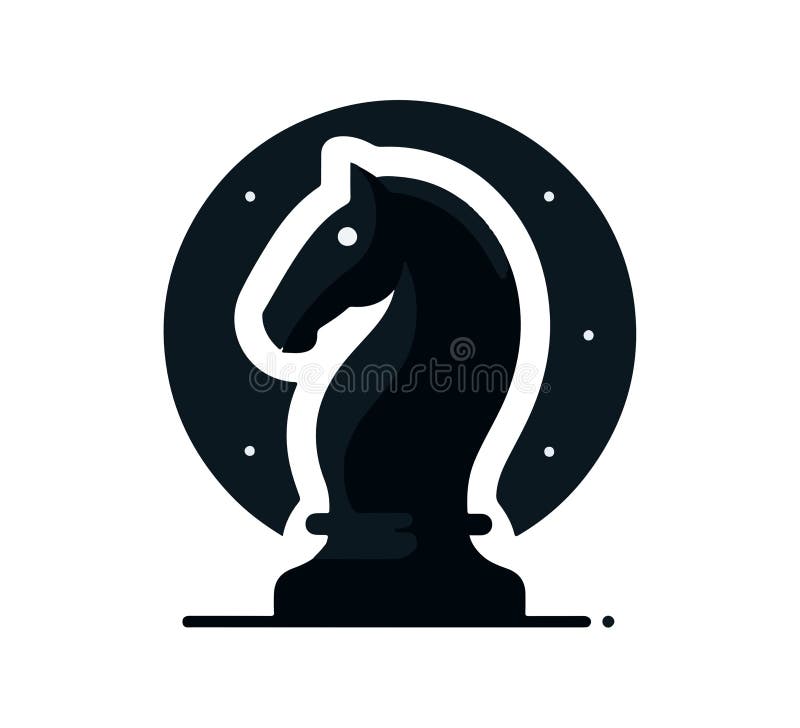 Black Horse Chess Piece Negative Space Flat Simple Stock Vector ...