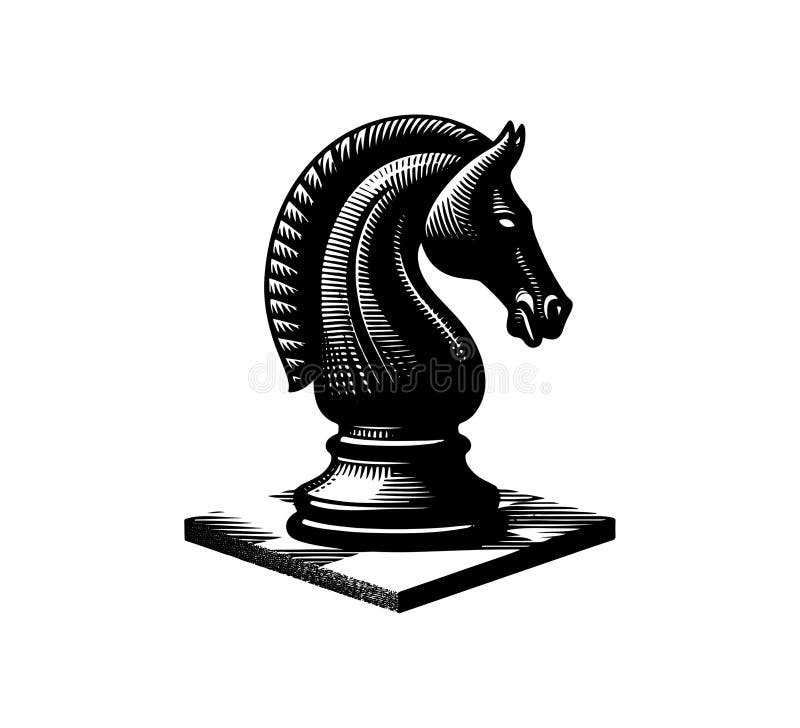 Black Horse Chess Piece Negative Space Flat Simple Stock Vector ...