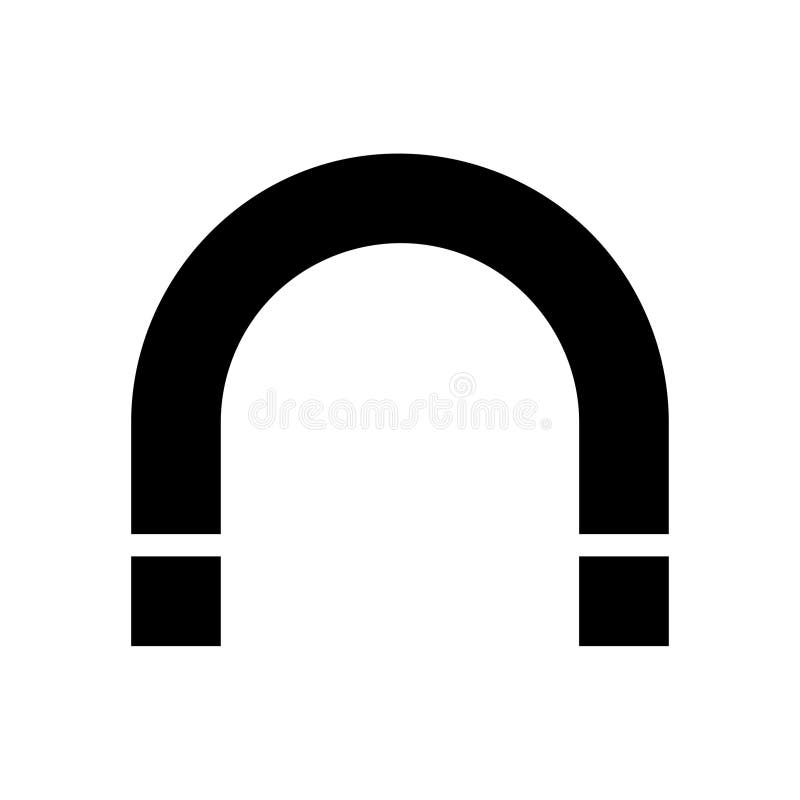 Black Horseshoe Magnet Icon. Concept of Attraction, Force, and ...