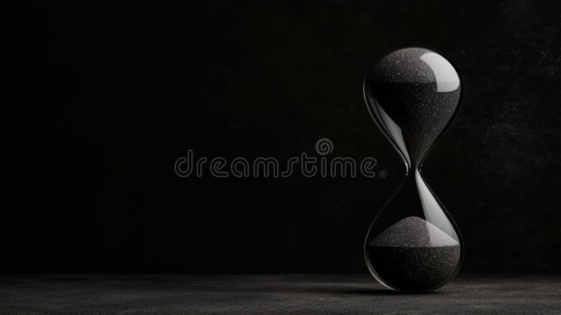 A Black Hourglass with Sand Inside. Stock Image - Image of stark ...