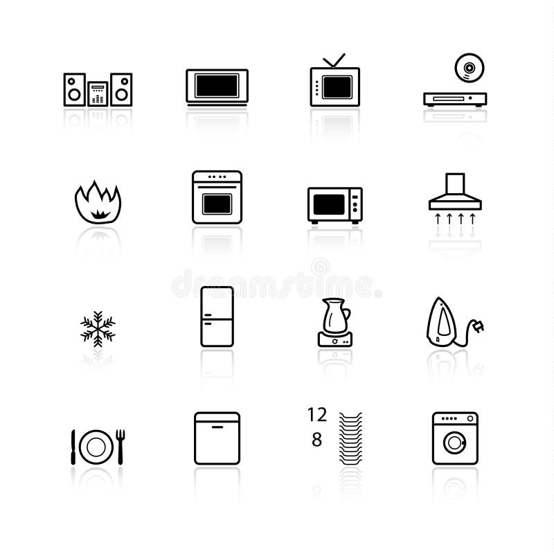 Symbols of Household Appliances and Electronic Stock Vector ...