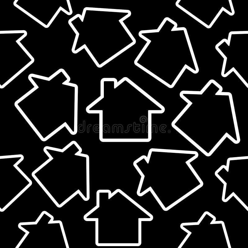 Black Houses on a White. Seamless Vector Pattern. Stock Vector ...