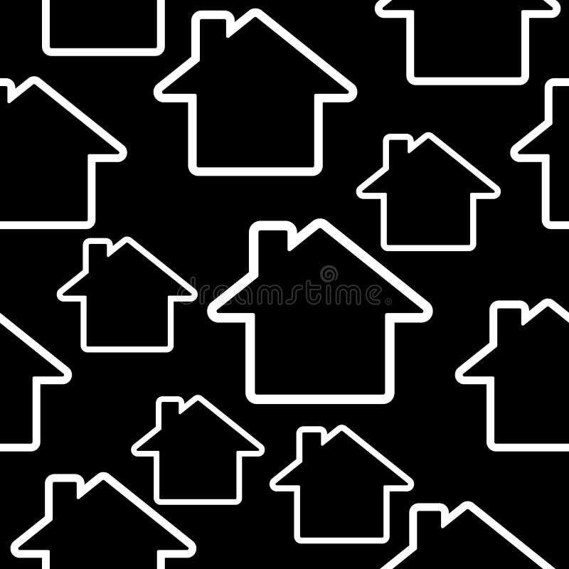 Black Houses on a White. Seamless Vector Pattern. Stock Vector ...