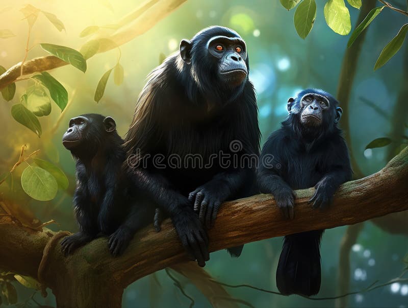 Black howler monkey stock illustration. Illustration of tropical ...