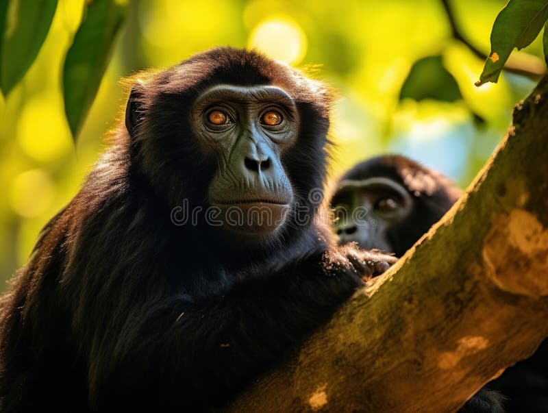 Ai Generated Illustration Wildlife Concept of Black Howler Monkey Stock ...