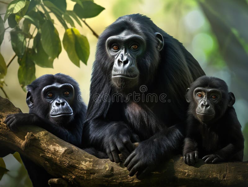 Ai Generated Illustration Wildlife Concept of Black Howler Monkey Stock ...