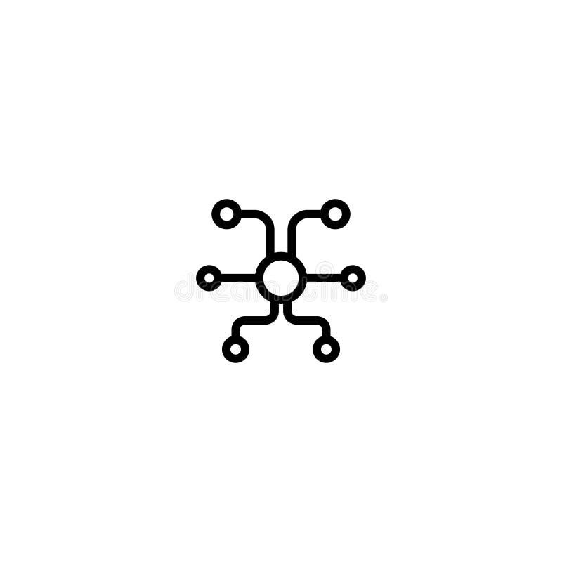 Black Hub Network Connection Line Icon Isolated on White. Tech or ... Black Hub Network Connection Line Icon Isolated on White. Tech or ...