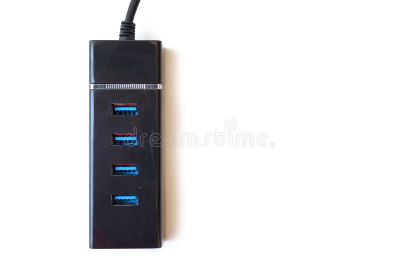 Black Hub 4 Ports USB Isolated on a White Background Stock Image ...