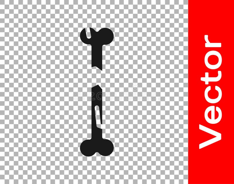 Black Human Broken Bone Icon Isolated on Transparent Background. Vector ...