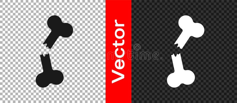 Black Human Broken Bone Icon Isolated on Transparent Background. Vector ...