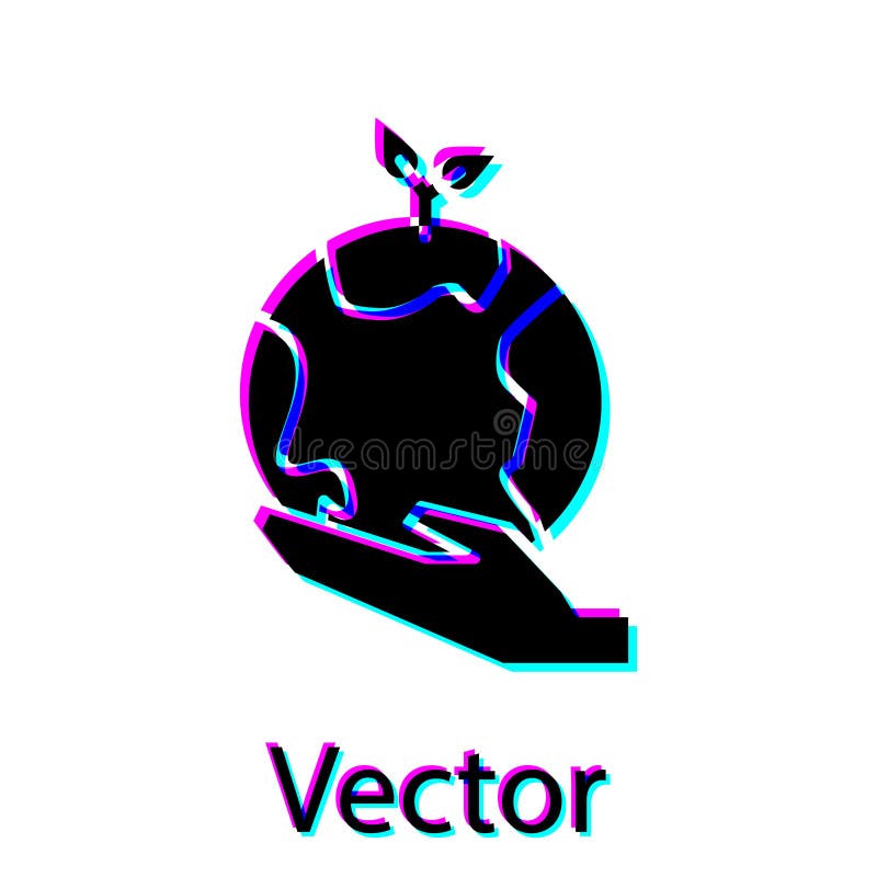 Black Human Hands Holding Earth Globe Icon Isolated on White Background ...