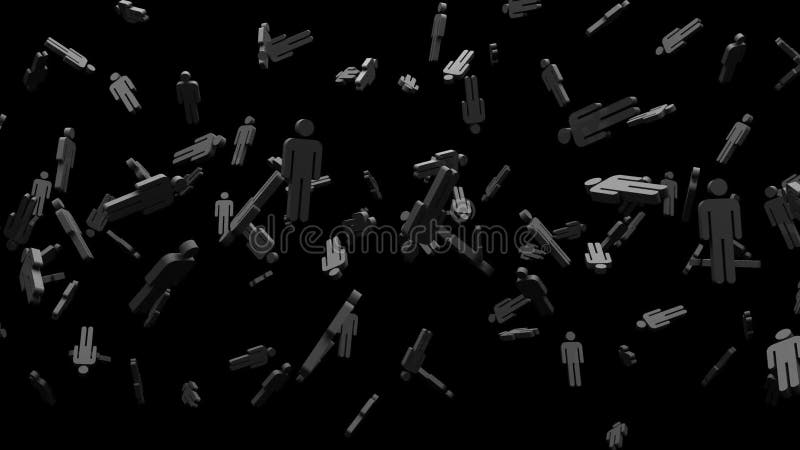 Black Human Shaped Objects on Black Background Stock Video - Video of ...